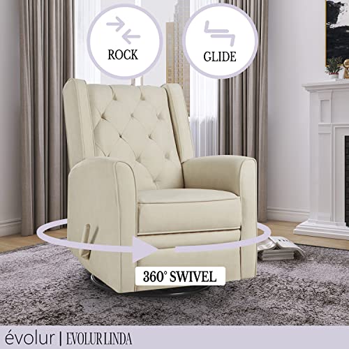 Evolur Linda Glider/Swivel Reclining Easy Assembly Chair, Shell