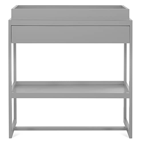 Dream On Me Arlo Changing Table in Pebble Grey, Made of Solid New Zealand Pinewood, Non-Toxic Finish, Comes with Water Resistant Mattress Pad & Safety Strap