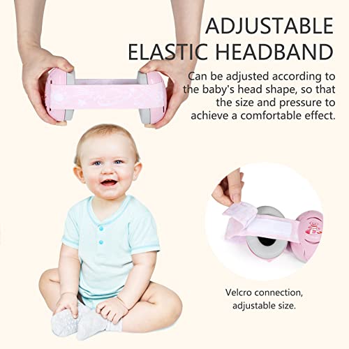 LYSIAN Pink Baby Ear Muffs Noise Cancelling with Elastic Headband, Earmuffs for Infant Hearing Protection Sleeping, Nap, Travel, Games, Festival