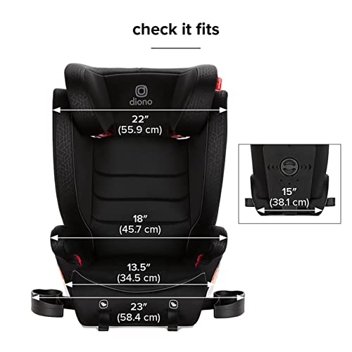 Diono Monterey 2XT Latch 2 in 1 High Back Booster Car Seat with Expandable Height & Width, Side Impact Protection, 8 Years 1 Booster, Black