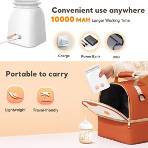 Bottle Warmer, Fast Heating Portable Bottle Warmer with 4 Adapters, Rechargeable Travel Bottle Warmer with Smart Temperature Control, Cordless Baby Bottle Warmer for Breastmilk or Formula