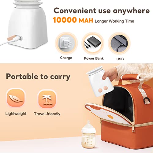 Bottle Warmer, Fast Heating Portable Bottle Warmer with 4 Adapters, Rechargeable Travel Bottle Warmer with Smart Temperature Control, Cordless Baby Bottle Warmer for Breastmilk or Formula