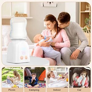 Bottle Warmer, Fast Heating Portable Bottle Warmer with 4 Adapters, Rechargeable Travel Bottle Warmer with Smart Temperature Control, Cordless Baby Bottle Warmer for Breastmilk or Formula