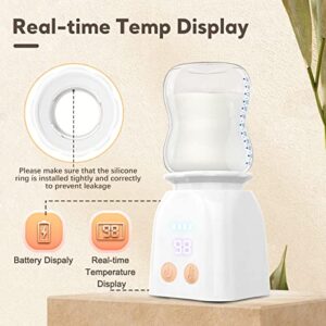 Bottle Warmer, Fast Heating Portable Bottle Warmer with 4 Adapters, Rechargeable Travel Bottle Warmer with Smart Temperature Control, Cordless Baby Bottle Warmer for Breastmilk or Formula