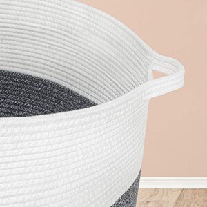 Annecy XXLarge Cotton Rope Basket (Set of 2), Woven Baby Laundry Basket with Handle for Toy, Towels, Pillows, Decorative Basket for Blankets