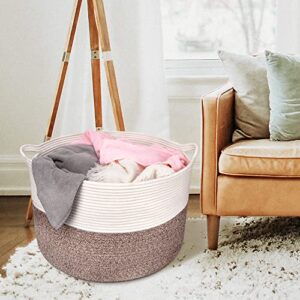 Annecy XXLarge Cotton Rope Basket (Set of 2), Woven Baby Laundry Basket with Handle for Toy, Towels, Pillows, Decorative Basket for Blankets