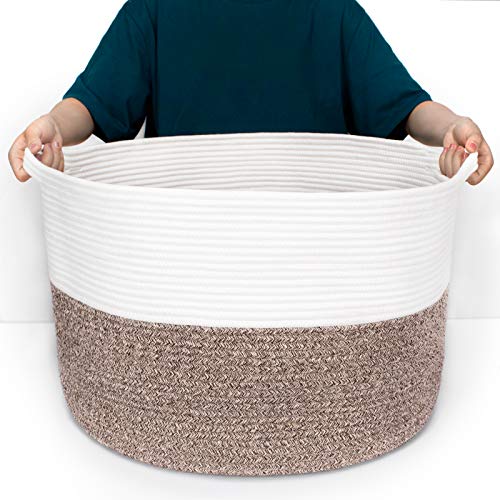 Annecy XXLarge Cotton Rope Basket (Set of 2), Woven Baby Laundry Basket with Handle for Toy, Towels, Pillows, Decorative Basket for Blankets