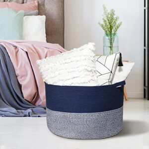 Annecy XXLarge Cotton Rope Basket (Set of 2), Woven Baby Laundry Basket with Handle for Toy, Towels, Pillows, Decorative Basket for Blankets