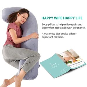 BATTOP Pregnancy Pillows for Sleeping,Pregnancy Must Haves Maternity Body Pillow with Cooling Washable Cover,New Mom Gifts for Women,Support for Back,Hips,Legs,Belly for Pregnant Women(Dark Grey)