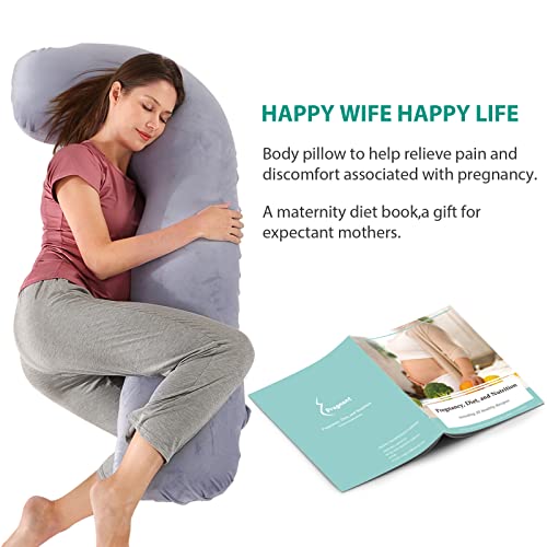 BATTOP Pregnancy Pillows for Sleeping,Pregnancy Must Haves Maternity Body Pillow with Cooling Washable Cover,New Mom Gifts for Women,Support for Back,Hips,Legs,Belly for Pregnant Women(Dark Grey)