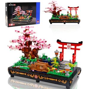 cherry blossom bonsai tree building sets,japanese style sakura tree mini building blocks(1286 pcs),enjoy your own beautiful display show,meaningful bonsai tree kit present for kids and adults