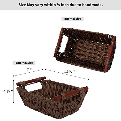 GRANNY SAYS Bundle of 2-Pack Storage Wicker Baskets with Handles & 3-Pack Wicker Storage Baskets for Organizing