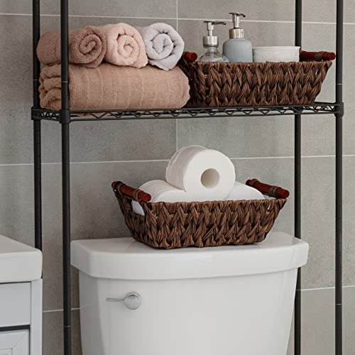 GRANNY SAYS Bundle of 2-Pack Storage Wicker Baskets with Handles & 3-Pack Wicker Storage Baskets for Organizing