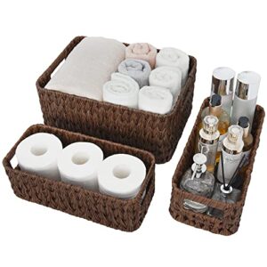 GRANNY SAYS Bundle of 2-Pack Storage Wicker Baskets with Handles & 3-Pack Wicker Storage Baskets for Organizing