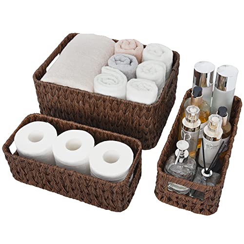 GRANNY SAYS Bundle of 2-Pack Storage Wicker Baskets with Handles & 3-Pack Wicker Storage Baskets for Organizing