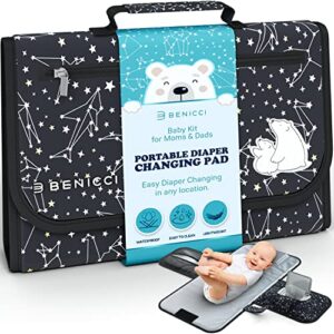 portable baby diaper changing pad - w/soft built-in pillow & strap for strollers - comfortable, lightweight & waterproof - made with premium materials - great for newborn girls & boys & for travel