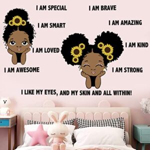 black girl wall decor sticker inspirational quotes i'm kind wall decals positive words motivational lettering african american wall stickers for baby toddler room decorations nursery playroom bedroom wall decoration.