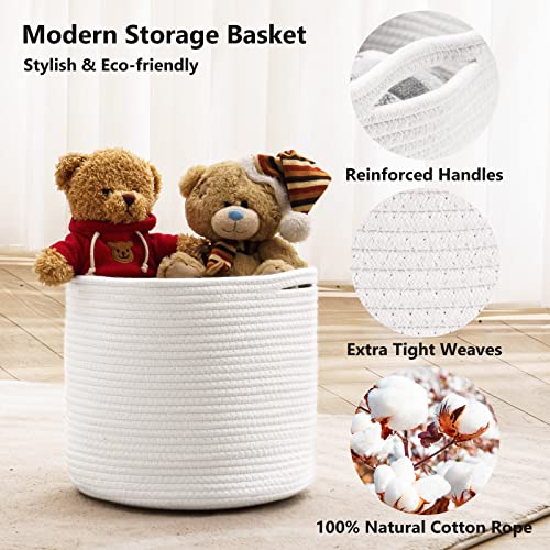 YOUDENOVA Rope Storage Baskets Set of 3 - Stylish Woven Baskets with Reinforced Handles for Effortless Toy Storage and Baby Gift Organization in Nursery, Living Room, and Bedroom