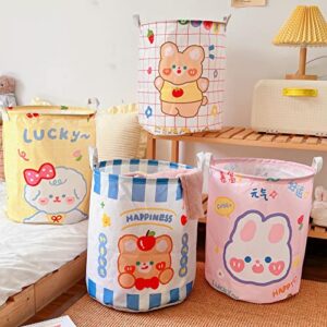 Tuelaly Kawaiis Laundry Basket Cute Cartoon Bunny Bear Storage Basket Kawaiis Stuffs Kawaiis Accessories Purple