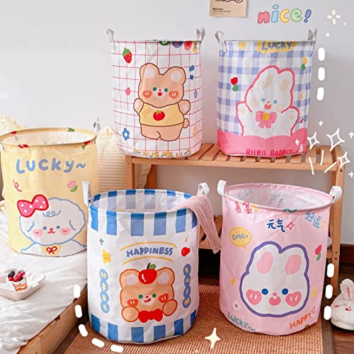 Tuelaly Kawaiis Laundry Basket Cute Cartoon Bunny Bear Storage Basket Kawaiis Stuffs Kawaiis Accessories Purple