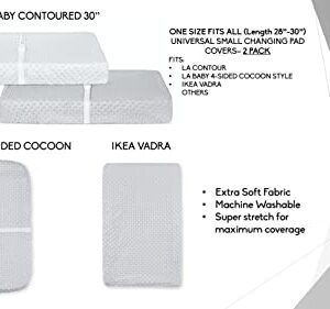 Small Changing Pads Covers for Convertible Crib & Changing Combo - 2 Pack | Fits 28" - 30" Changing Pad | Universal Fit | Fits LA Contour, LA Cocoon Style, IKEA Vadra, Others