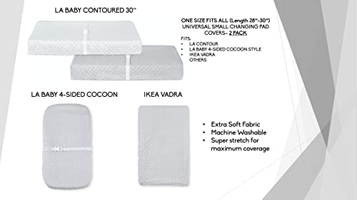 Small Changing Pads Covers for Convertible Crib & Changing Combo - 2 Pack | Fits 28" - 30" Changing Pad | Universal Fit | Fits LA Contour, LA Cocoon Style, IKEA Vadra, Others