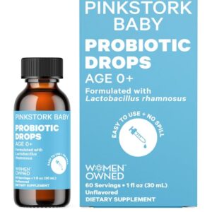 Pink Stork Baby Probiotic Drops, Newborn, Infant & Toddler Probiotics to Help Aid Digestion and Constipation Support, Newborn Essentials - 1 fl oz, 2 Month Supply