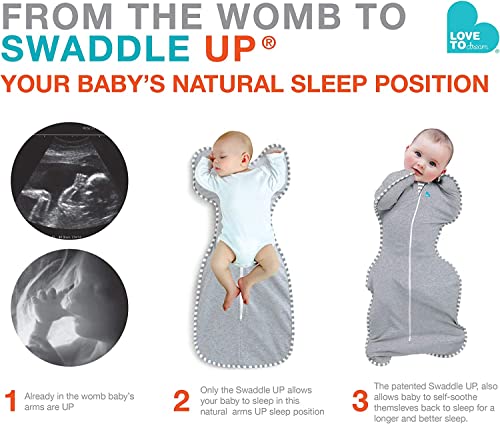 Love to Dream Swaddle UP Organic Lite 0.2 TOG, Stardust, Small, 8-13 lbs, Better Sleep, Allow Baby to Sleep in Their Preferred Arms Up Position for Self-Soothing, Snug Fit Calms Startle Reflex