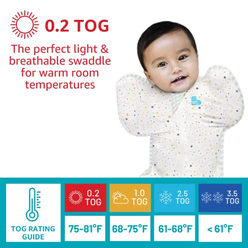 Love to Dream Swaddle UP Organic Lite 0.2 TOG, Stardust, Small, 8-13 lbs, Better Sleep, Allow Baby to Sleep in Their Preferred Arms Up Position for Self-Soothing, Snug Fit Calms Startle Reflex