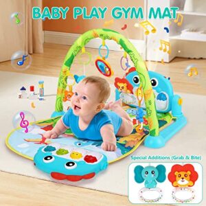 Baby Gym Play Mats Baby Toys Tummy Time Mat Toys Musical Activity Center for Newborn Infant Toys Piano Baby Play Mat Music & Light Newborn Infant Gifts for Baby Toys 0-3 6 9 12 Months, Dinosaur Style