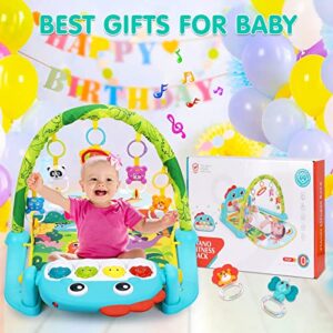 Baby Gym Play Mats Baby Toys Tummy Time Mat Toys Musical Activity Center for Newborn Infant Toys Piano Baby Play Mat Music & Light Newborn Infant Gifts for Baby Toys 0-3 6 9 12 Months, Dinosaur Style