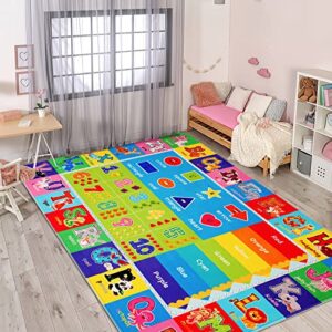 Kentaly Baby Play Mat Kids Rug for Floor, Playmat for Kids Toddlers Infant, Extra Large Thick Playtime Collection ABC, Numbers, Animals Educational Area Rugs for Playroom (78.7X59 Inch)