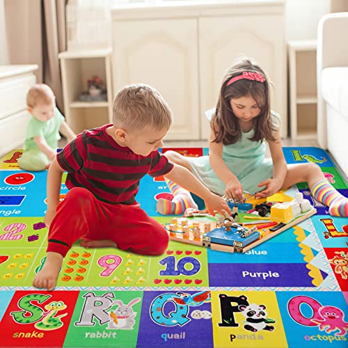 Kentaly Baby Play Mat Kids Rug for Floor, Playmat for Kids Toddlers Infant, Extra Large Thick Playtime Collection ABC, Numbers, Animals Educational Area Rugs for Playroom (78.7X59 Inch)