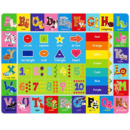 Kentaly Baby Play Mat Kids Rug for Floor, Playmat for Kids Toddlers Infant, Extra Large Thick Playtime Collection ABC, Numbers, Animals Educational Area Rugs for Playroom (78.7X59 Inch)