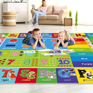 Kentaly Baby Play Mat Kids Rug for Floor, Playmat for Kids Toddlers Infant, Extra Large Thick Playtime Collection ABC, Numbers, Animals Educational Area Rugs for Playroom (78.7X59 Inch)