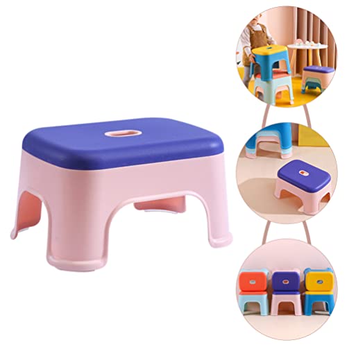 Angoily Kids Step Stool Toddler Potty Training Aid Toilet Stool with Non Slip Base for Bathroom Toy Room Kitchen Living Room Purple Pink