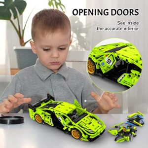 STEM Car Toy Building Toy Gift for Age 6 7 8 9 10 11 12 Year Old Kid Boy, 2in1 Pull-Back Racing Car Building Block Take Apart Toy, 490 Pcs DIY Building Kit, Learning Engineering Construction Toys