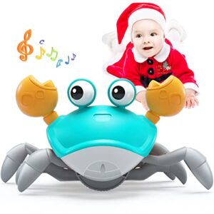 crawling crab baby toys infant - tummy time toy gifts for 3 4 5 6 7 8 9 10 11 12 baby boy girl with learning crawl system music for 0-6 6-12 12-18 36 months walking toddler toy birthday gift (green)