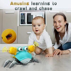 Crawling Crab Baby Toys Infant - Tummy Time Toy Gifts for 3 4 5 6 7 8 9 10 11 12 Baby Boy Girl with Learning Crawl System Music for 0-6 6-12 12-18 36 Months Walking Toddler Toy Birthday Gift (Green)