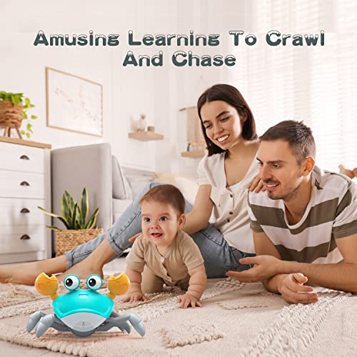 Crawling Crab Baby Toys Infant - Tummy Time Toy Gifts for 3 4 5 6 7 8 9 10 11 12 Baby Boy Girl with Learning Crawl System Music for 0-6 6-12 12-18 36 Months Walking Toddler Toy Birthday Gift (Green)