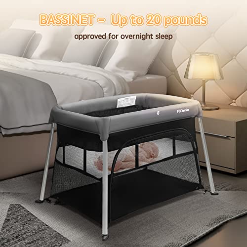 PAPAMIA Travel Crib, 2 in 1 Portable Light Travel Playard, Removable Playard with Comfortable Mattress, Grey