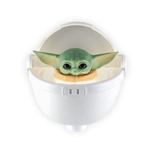 star wars led night light, baby yoda floating carrier, plug-in, dusk-to-dawn sensor, the mandalorian, grogu, ul-certified, cute nightlight for kids, bedroom, bathroom, hallway, game room, 53234