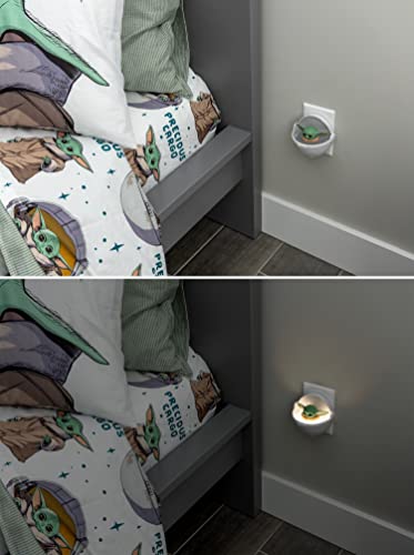 STAR WARS LED Night Light, Baby Yoda Floating Carrier, Plug-in, Dusk-to-Dawn Sensor, The Mandalorian, Grogu, UL-Certified, Cute Nightlight for Kids, Bedroom, Bathroom, Hallway, Game Room, 53234