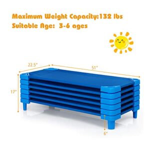 KOTEK Stackable Sleeping Daycare Cots for Kids, Portable Toddler Nap Cots, 52" L x 23" W, Ready-to-Assemble, Space-Saving Children Naptime Cot for Classroom Preschool (Set of 6)