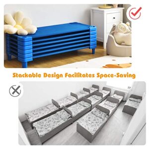 KOTEK Stackable Sleeping Daycare Cots for Kids, Portable Toddler Nap Cots, 52" L x 23" W, Ready-to-Assemble, Space-Saving Children Naptime Cot for Classroom Preschool (Set of 6)