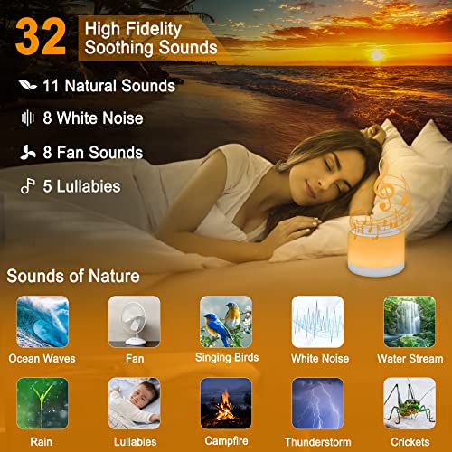 White Noise Machine for Sleeping Baby Adults, winshine Sound Machine Kids Night Light 32 High Fidelity Soothing Sounds & 7 Colors Light, Timer Feature, Headphones Jack Sleep Noise Maker