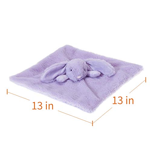 Apricot Lamb Stuffed Animals Purple Bunny Rabbit Security Blanket Infant Nursery Character Blanket Luxury Snuggler Plush Baby Lovey(Purple Bunny, 13 Inches)