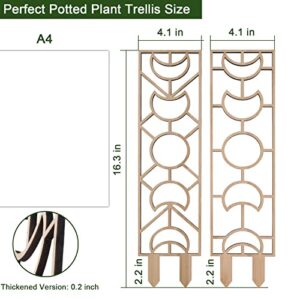 WellSign Plant Trellis for Climbing Plants Indoor Pot, 16.3 inch Small Wooden Trellis for Potted Plants with Moisture-Proof Layer for Vines Ivy Hoya Houseplants, Moon and Geometric Shape Design 2 Pack