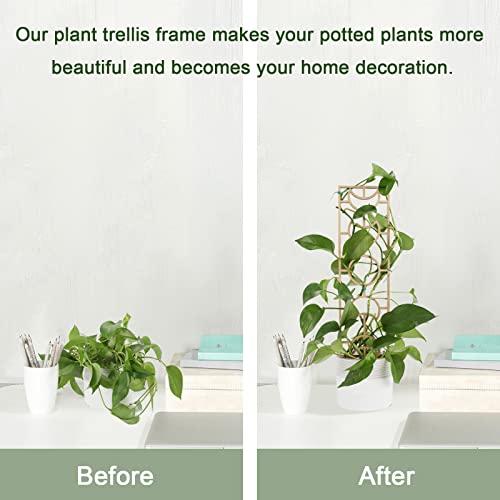 WellSign Plant Trellis for Climbing Plants Indoor Pot, 16.3 inch Small Wooden Trellis for Potted Plants with Moisture-Proof Layer for Vines Ivy Hoya Houseplants, Moon and Geometric Shape Design 2 Pack