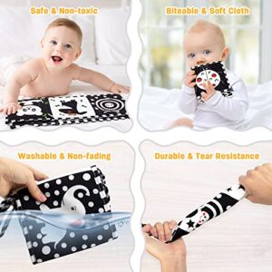 SYNARRY Baby Toys, High Contrast Baby Book for Newborn Toys 0-3 Months Baby Cloth Books 0-6 Months Black and White Books for Babies Tummy Time Toys for Babies 0-6 Months